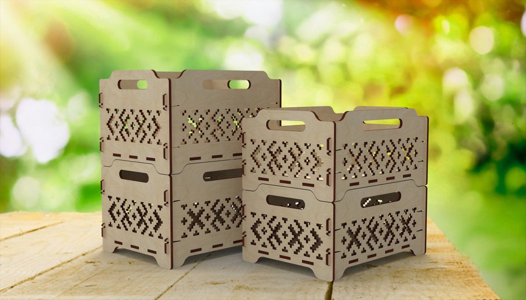 Stackable Storage Boxes Svg, 2 Sizes, 3mm, 4mm, 6mm, Basket, Organizer ...