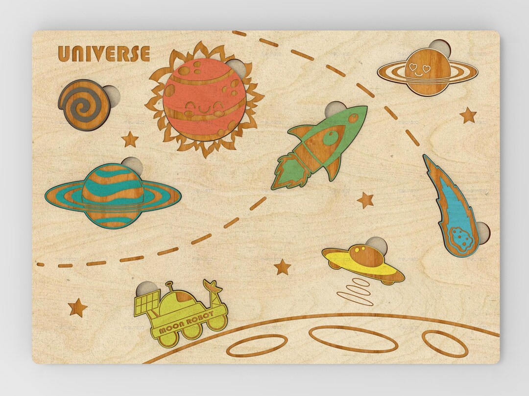 Universe Solar System Wooden Puzzle. Digital Files for Laser Cut ...