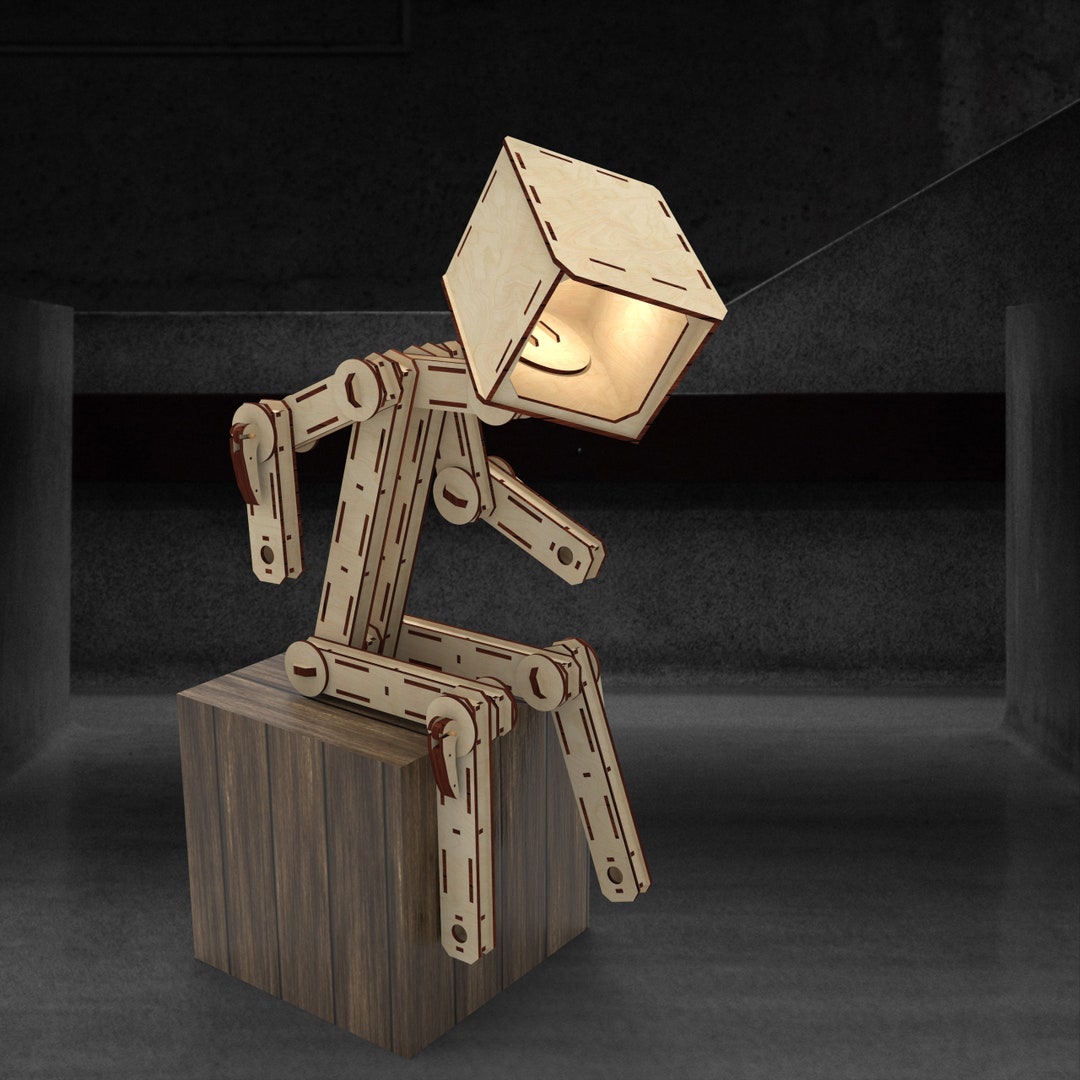 Human Table Lamp, Creative Wooden Desk Lamp, Laser Cut Vector Files ...