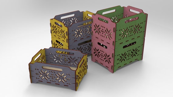 Stackable Storage Boxes Svg 2 Sizes 3mm 4mm 6mm Basket | Etsy