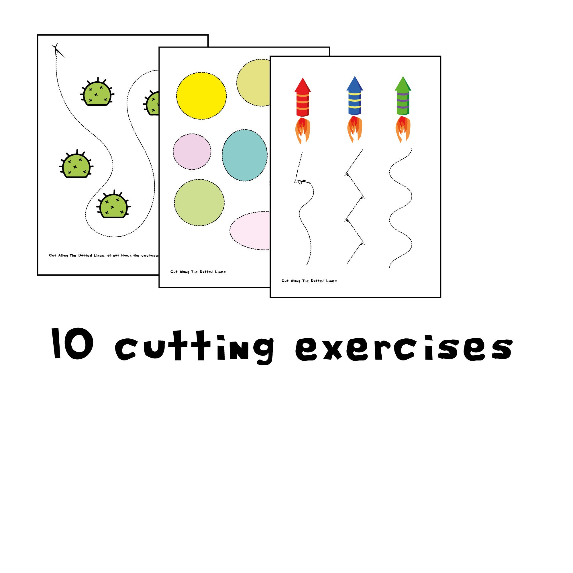 SCISSOR SKILL WORKSHEETS, for Young Kids, Home School, Kids Skills ...