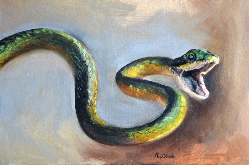 Snake Oil Painting Snake Painting Reptile Painting Snake Art Original ...