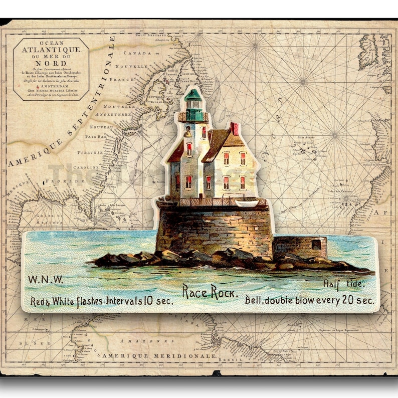 Vintage North American Lighthouses Collage Papers Digital | Etsy