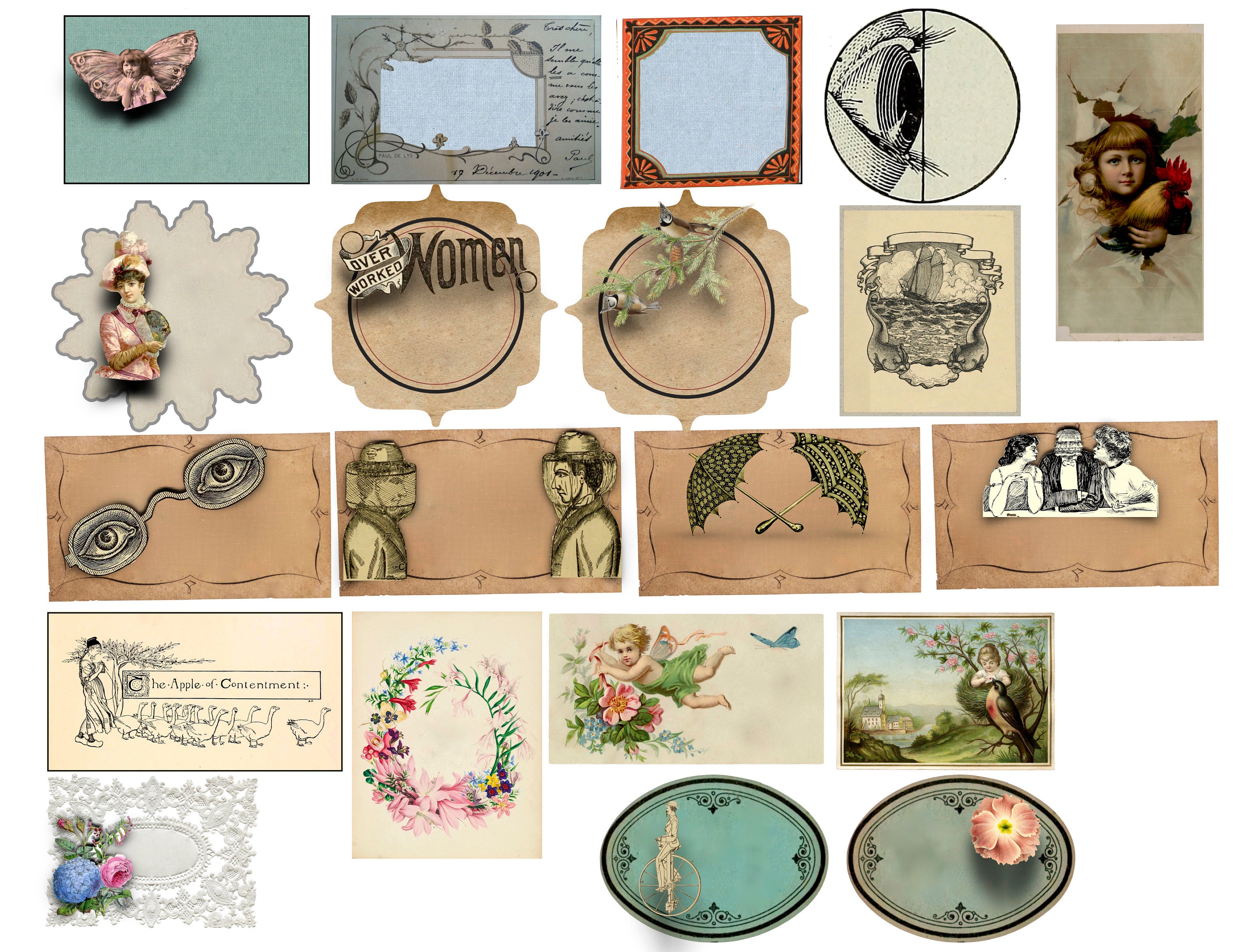 Vintage Editable Vintage Labels: Printable Scrapbook Ephemera (JPG ...