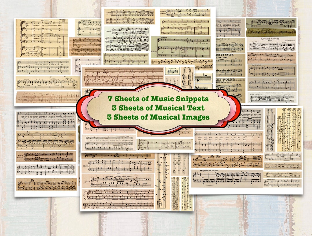 Vintage Sheet Music Snippets: Collage Paper Craft Supplies (digital ...