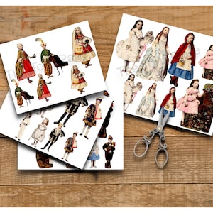 80 Vintage Paper Dolls in Fancy Dress, Adults and Children, Fussy Cut ...