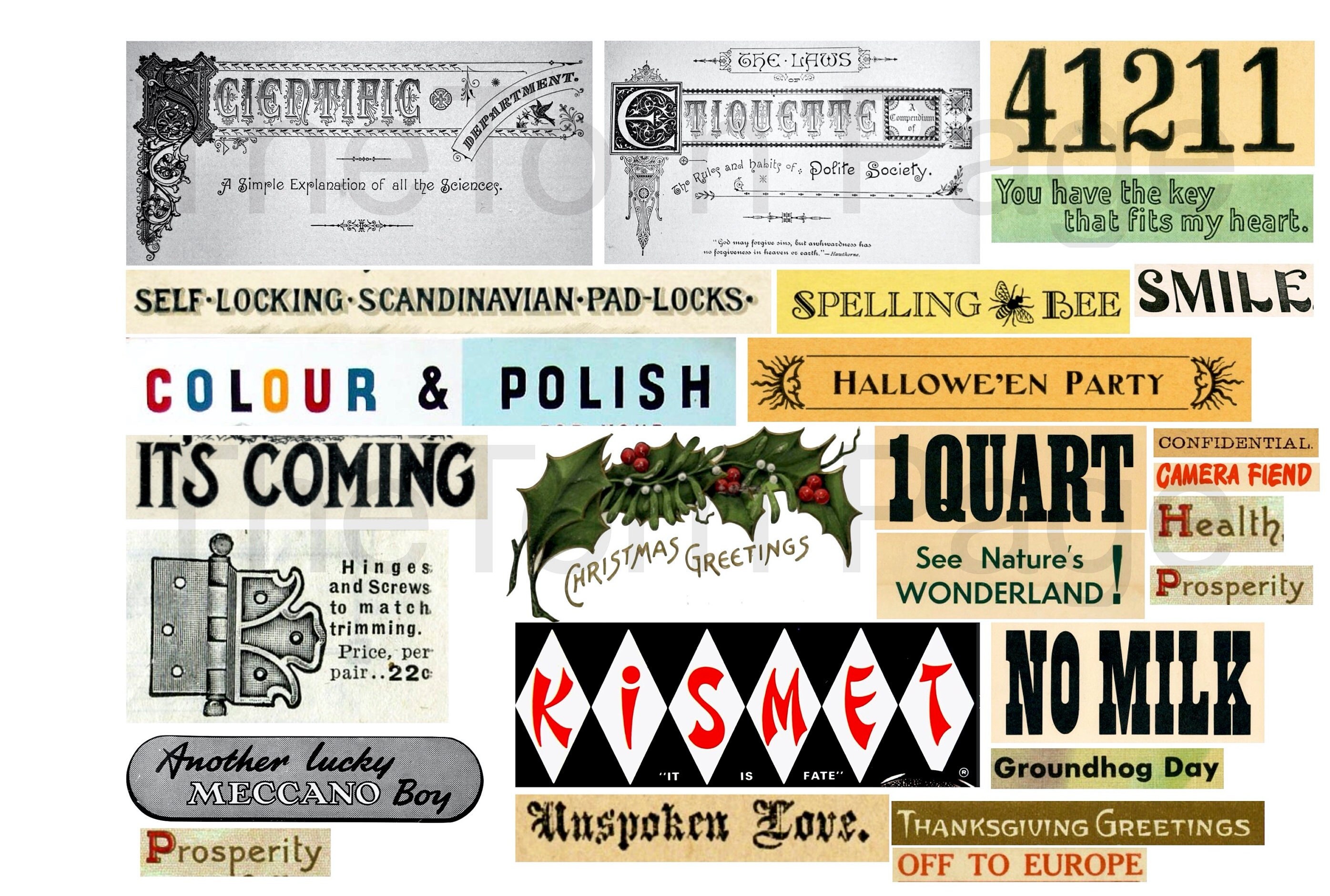 Vintage Script Labels Pack3 Eclectic Mix of Digital - Etsy