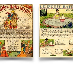 Vintage French Illustrated Music Sheet Ephemera: 34 Printable Pages ...