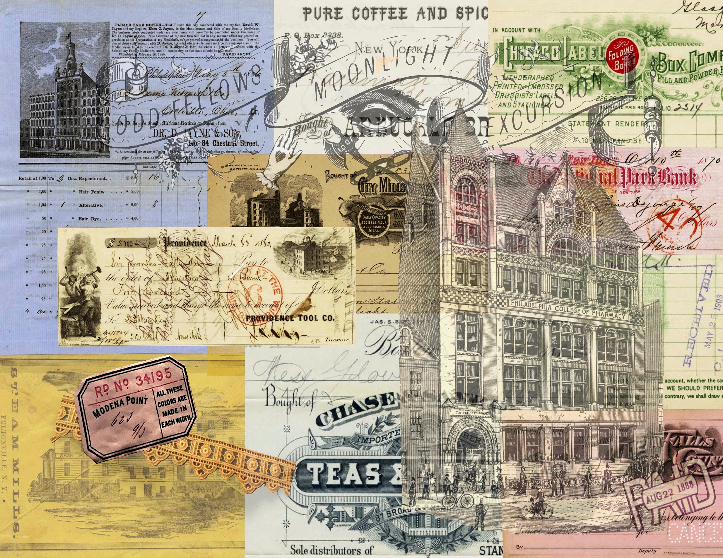 Vintage Coloured American Invoices Letters and Cheques - Etsy