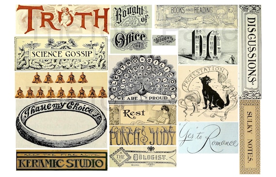 Vintage Script Labels Pack3 Eclectic Mix of Digital - Etsy