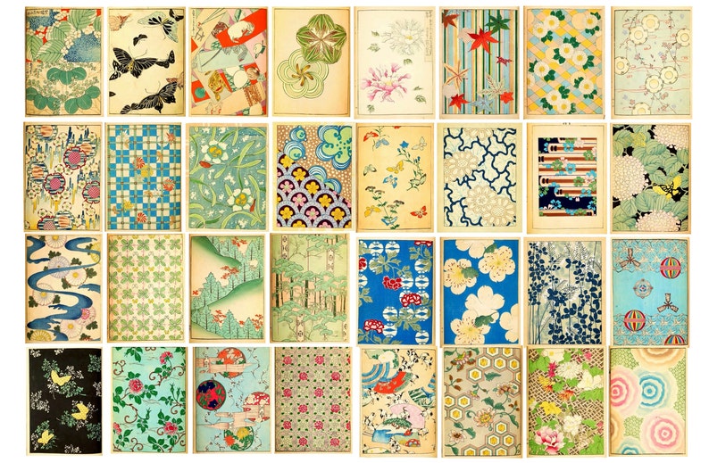 Vintage Japanese Art Digital Paper Pack 8.5x11 Sized ATC - Etsy