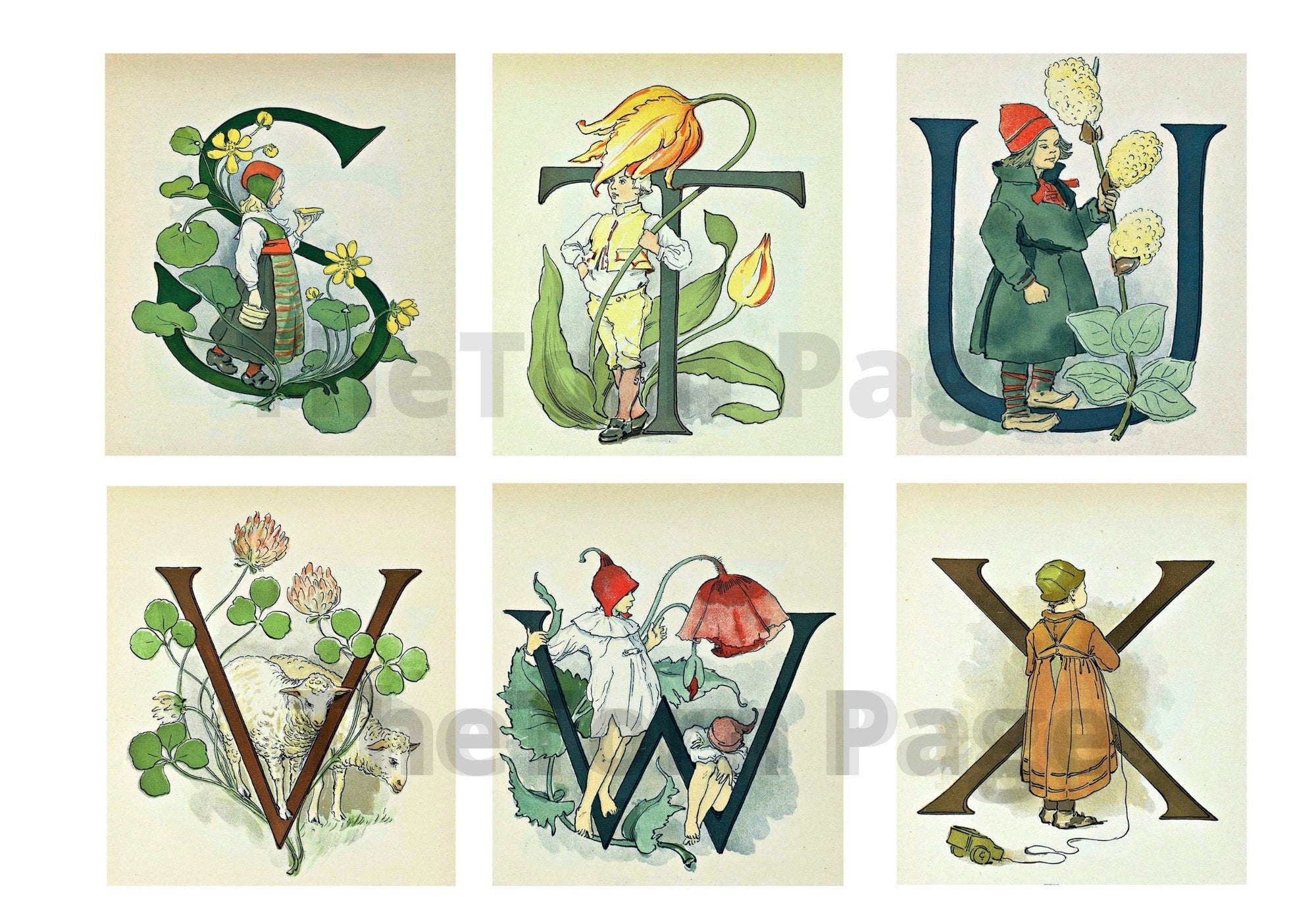 Vintage Botanical Alphabet Print by Ottilia Adelborg (digital Download ...