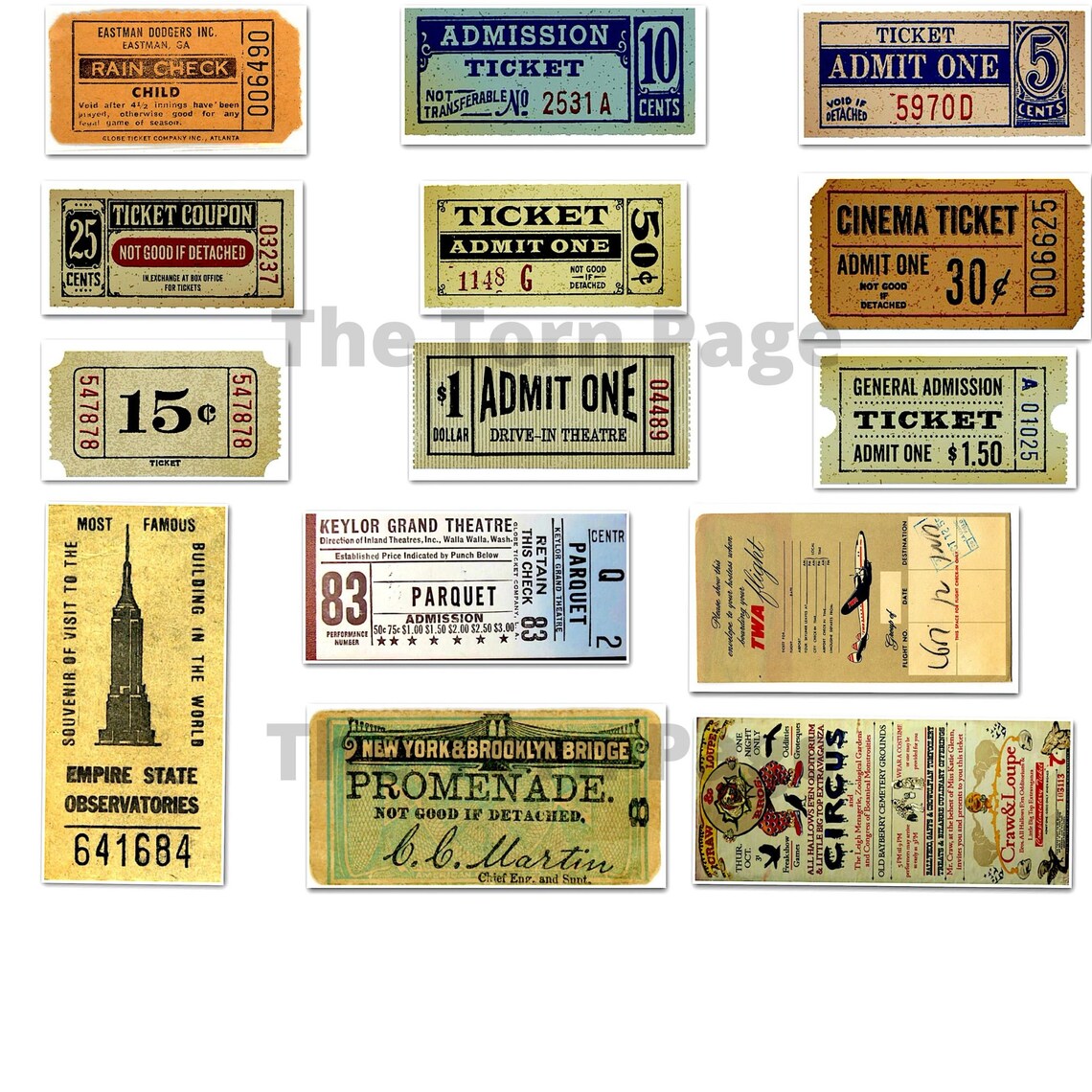 Vintage Tickets Pack 1 Digital Junk Journal and Scrapbook | Etsy