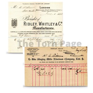 Vintage Invoice Ephemera: Victorian Script Designs (digital Download ...