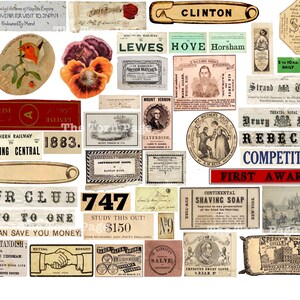 Vintage Random Labels Digital Antique Number and Text Labels - Etsy