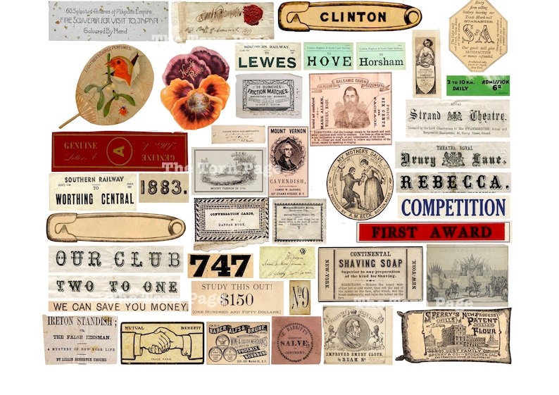 Vintage Random Labels Digital Antique Number and Text Labels - Etsy