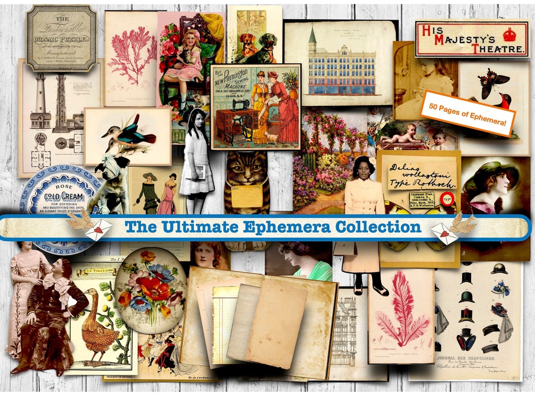 The Ultimate 50 Page Vintage Ephemera Collection: Junk Journal Collage ...