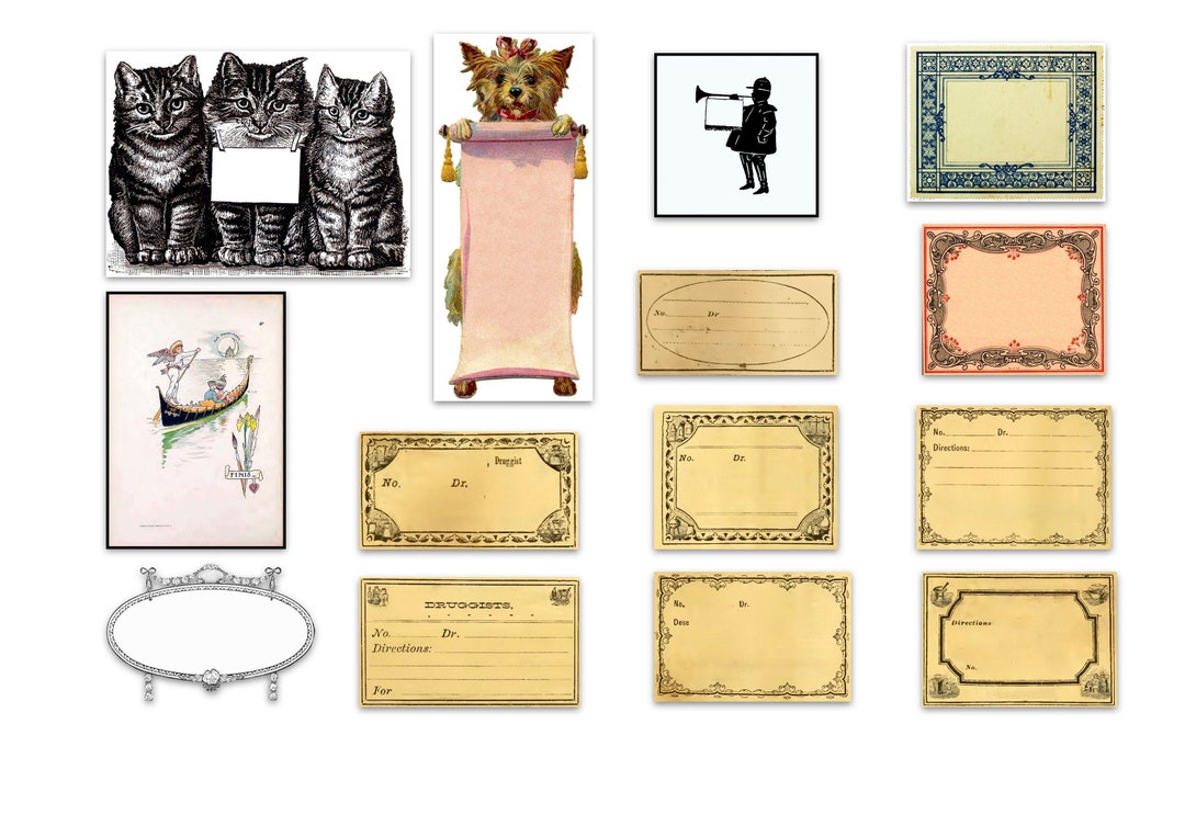Editable Vintage Labels: Printable Scrapbook Ephemera (JPG & PDF) - Etsy