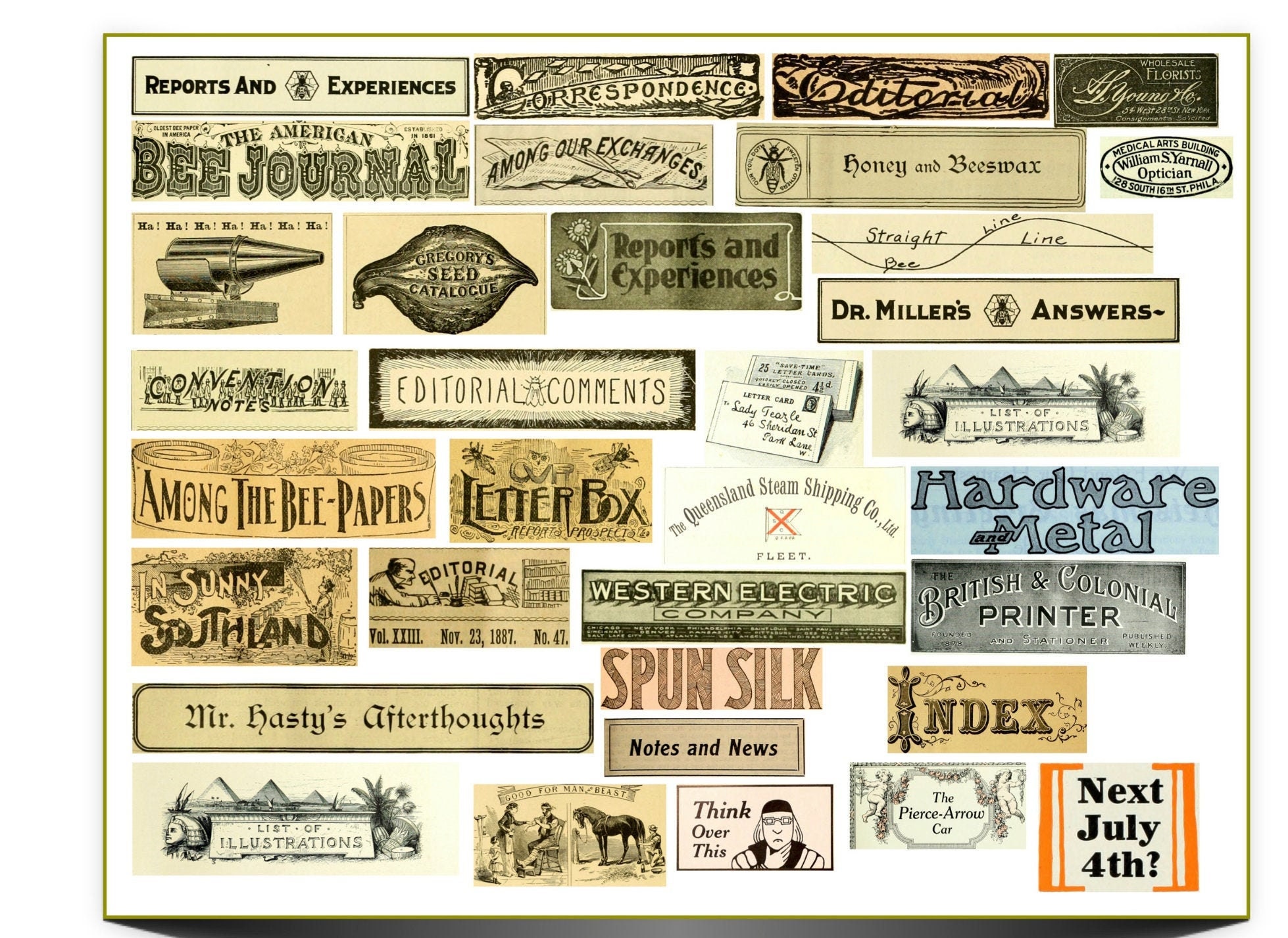 Vintage Script Labels Pack 1 Eclectic Mix of Digital - Etsy