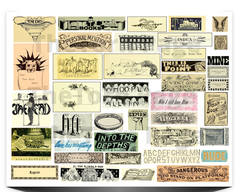 Vintage Script Labels Pack 2 Eclectic Mix of Digital - Etsy