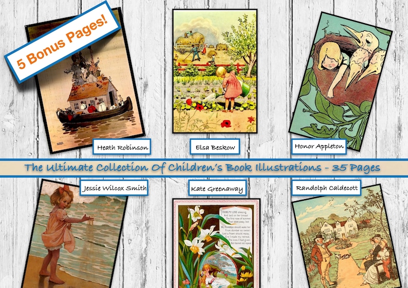 The Ultimate Vintage Children's Book Illustrations: 35 Page Digital ...