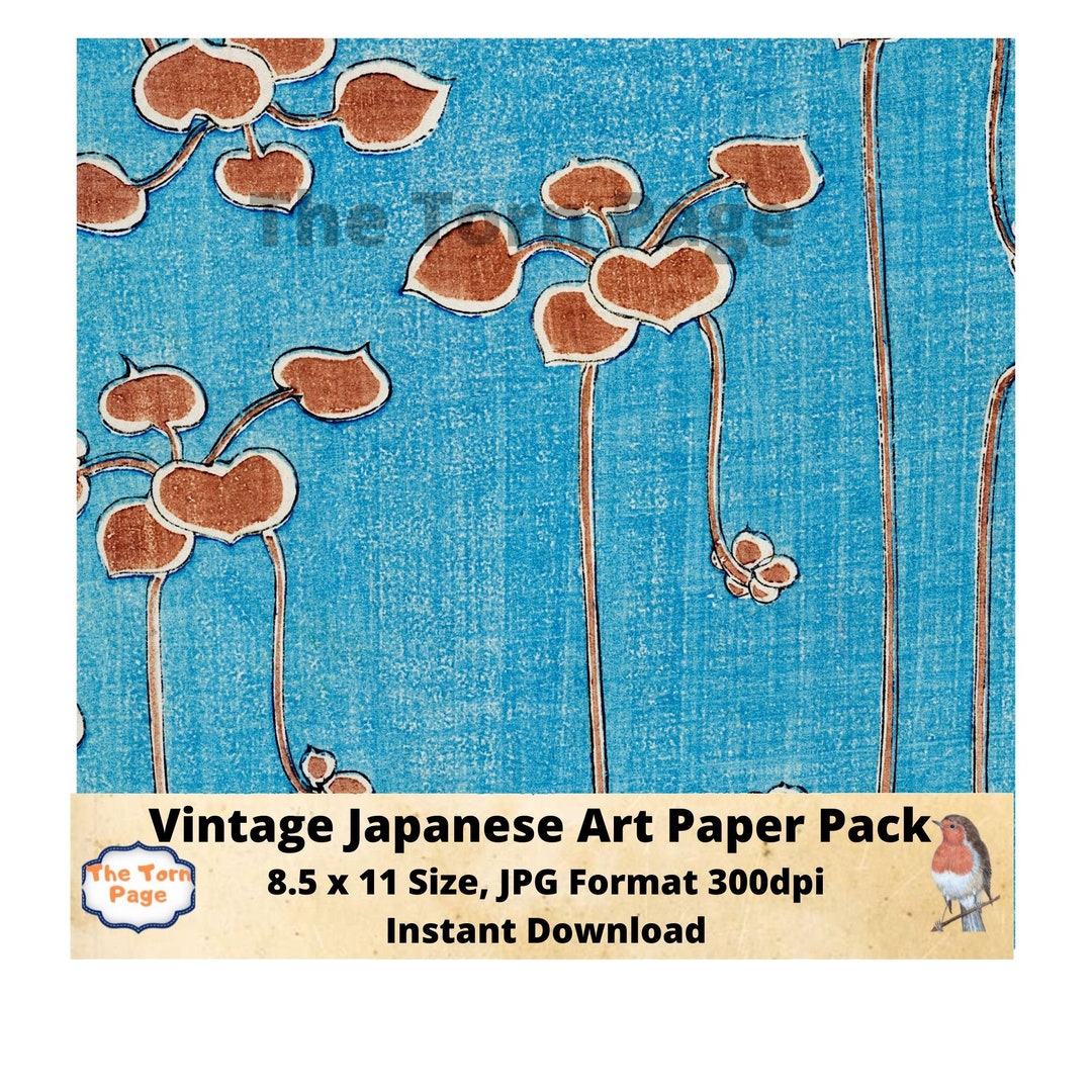 Vintage Japanese Art, Digital Paper Pack, 8.5x11 Sized, ATC Sized ...
