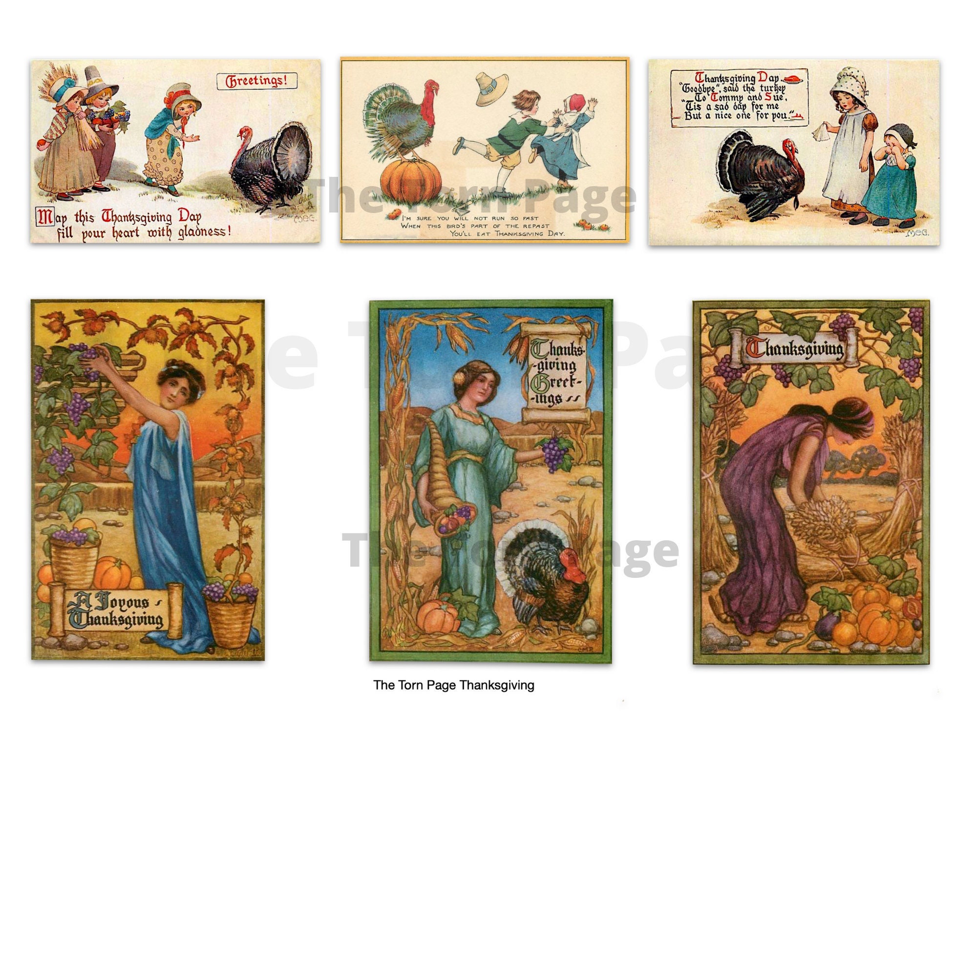 Beautiful Nostalgic Vintage Thanksgiving Cards Printable - Etsy