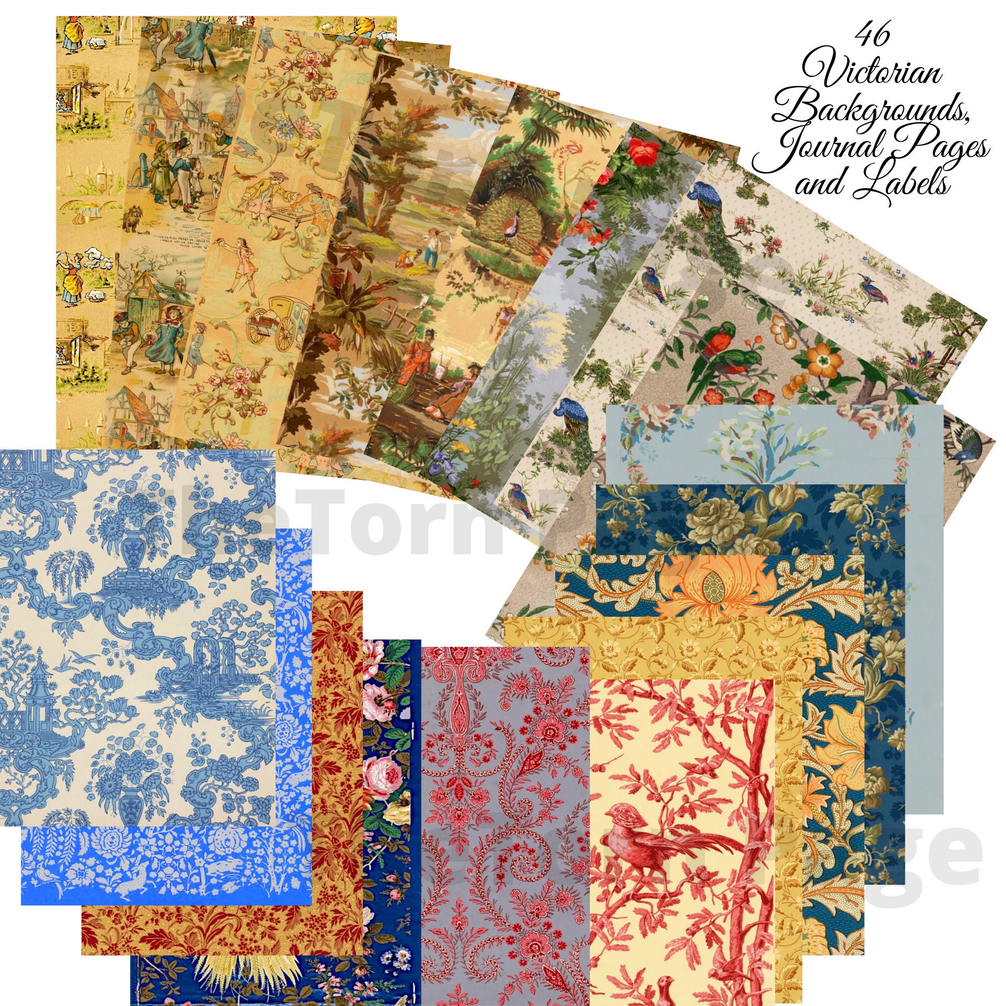 Victorian Scrapbook Paper Digital Papers Journal Pages | Etsy
