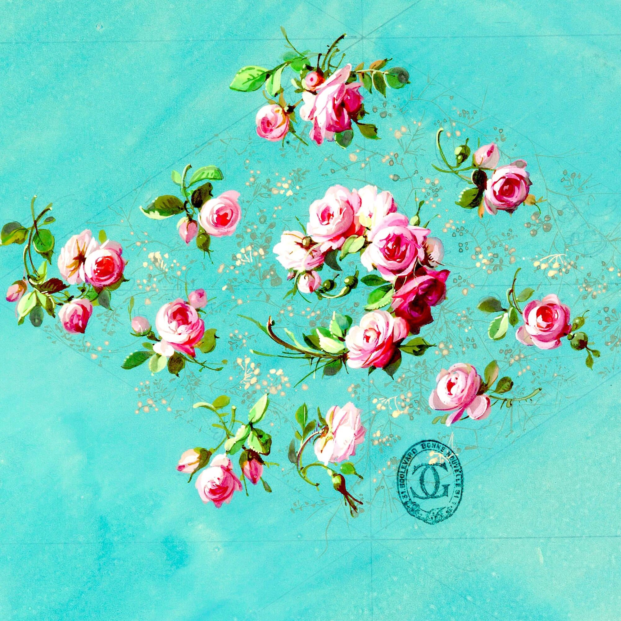 Vintage French Wallpaper Designs Digital Collage Papers | Etsy