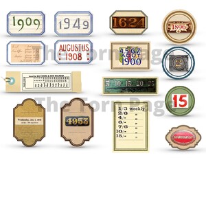 Vintage Number Labels, Fussy Cutting Heaven, Digital Ephemera ...