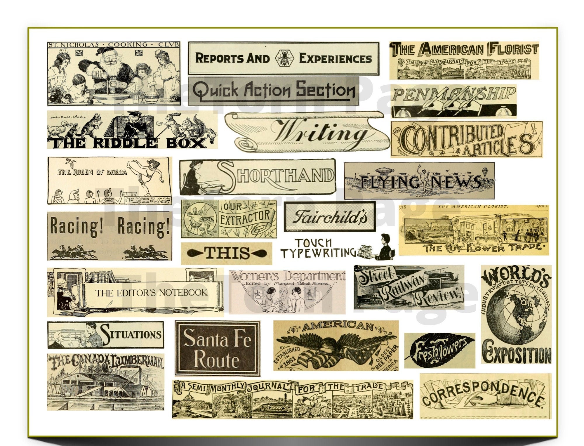 Vintage Script Labels Pack 1 Eclectic Mix of Digital - Etsy