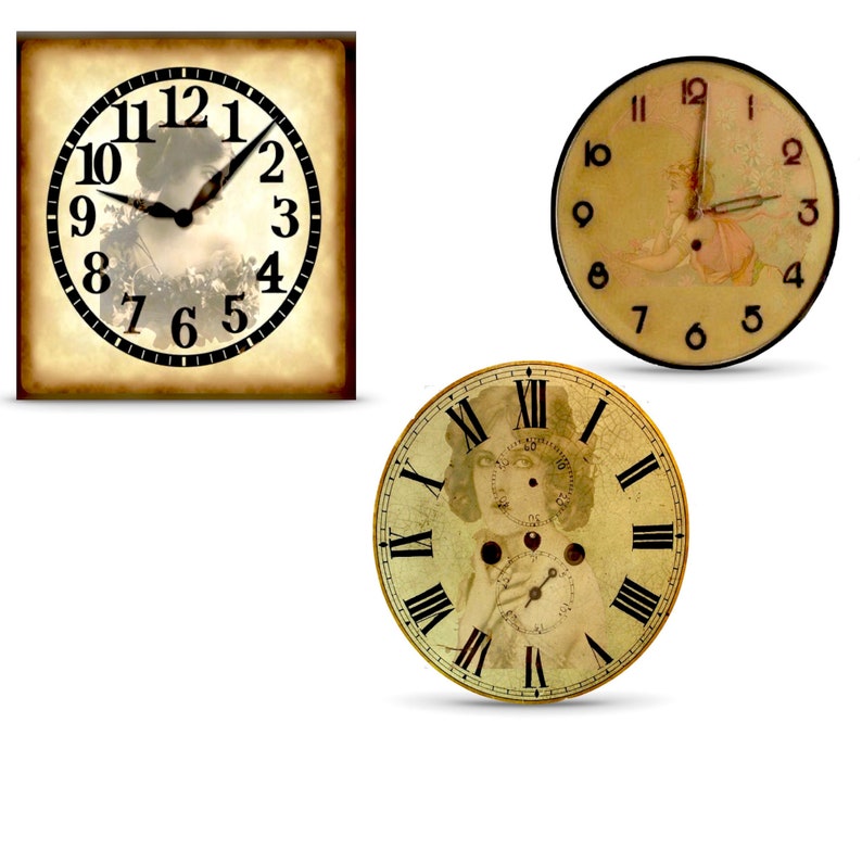 Vintage Clock Images: Printable Time Pieces Ephemera (digital Download ...