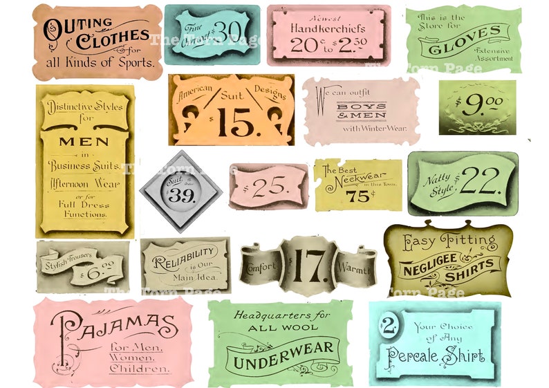 Vintage Random Labels Digital Antique Number and Text Labels - Etsy