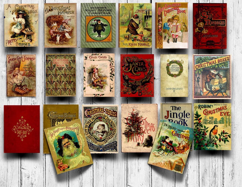 Vintage Christmas Book Covers: Printable Junk Journal Pages (digital ...