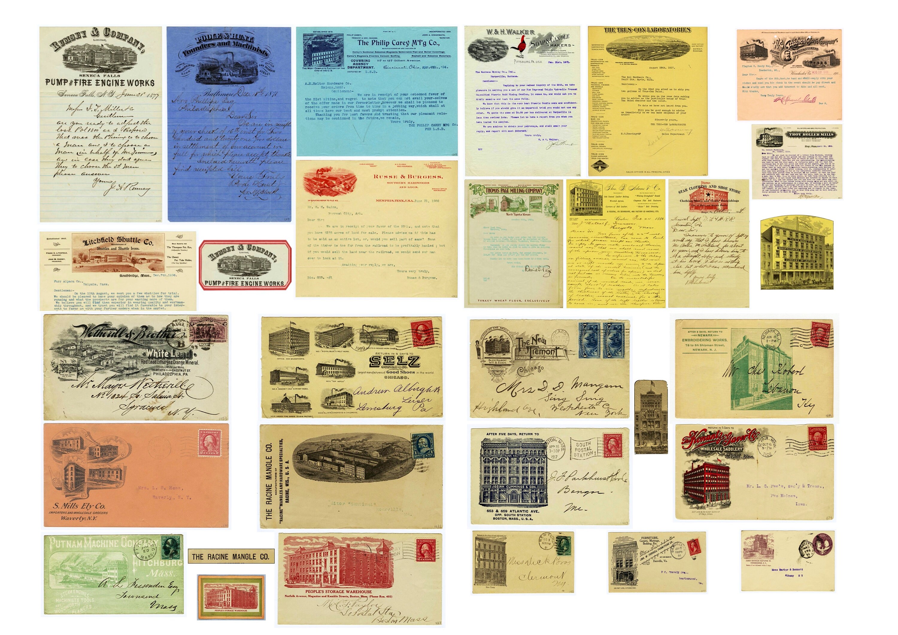 Vintage Coloured American Invoices Letters and Cheques - Etsy