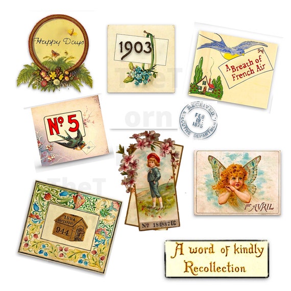 Beautiful Vintage Labels Random Labels With Numbers Words | Etsy