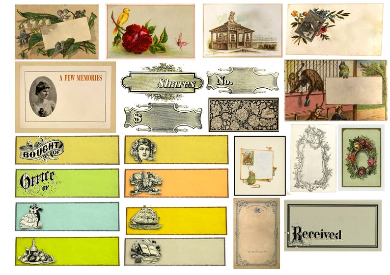 Vintage Editable Vintage Labels: Printable Scrapbook Ephemera (JPG ...