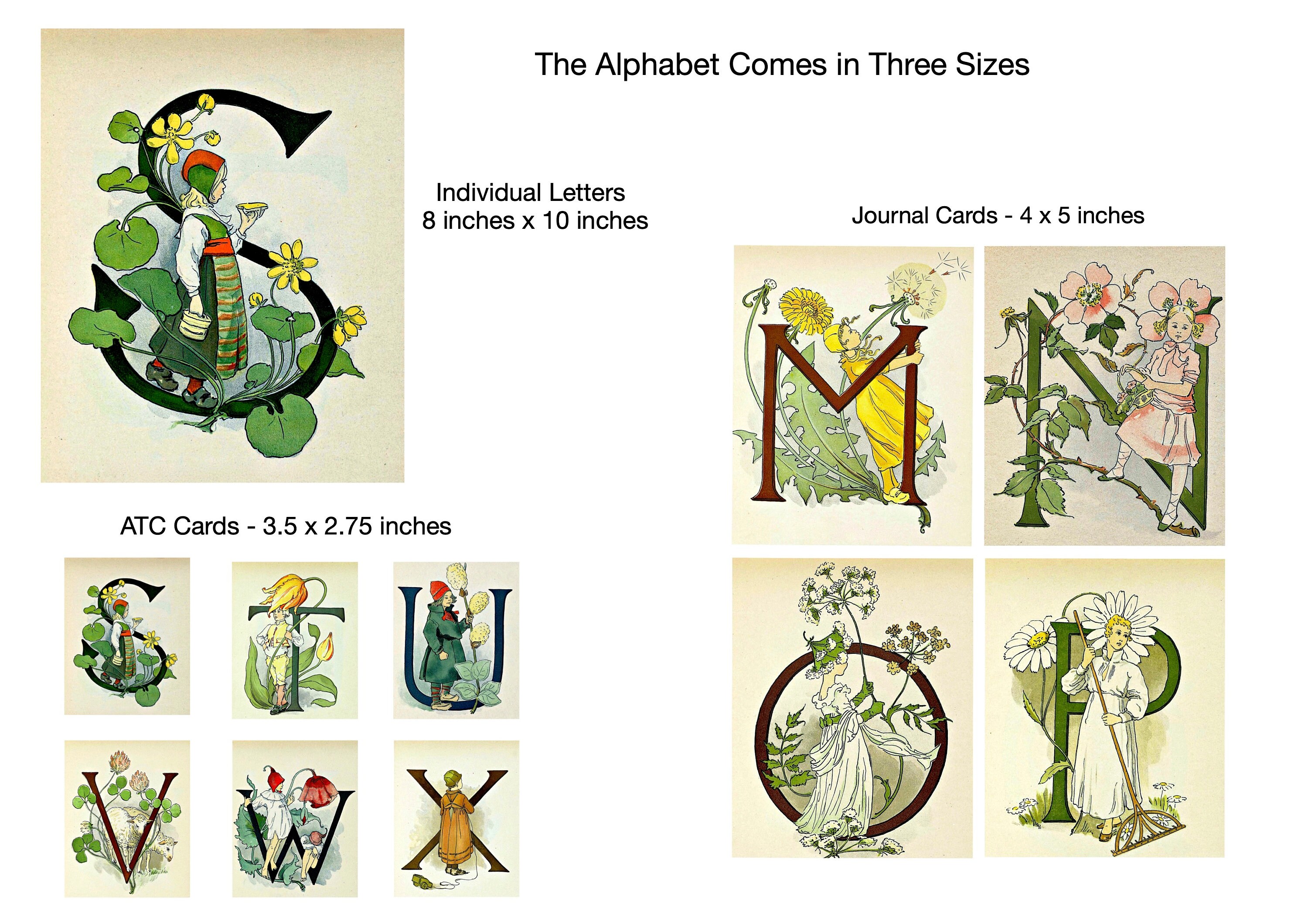 Vintage Botanical Alphabet Print by Ottilia Adelborg (digital Download ...