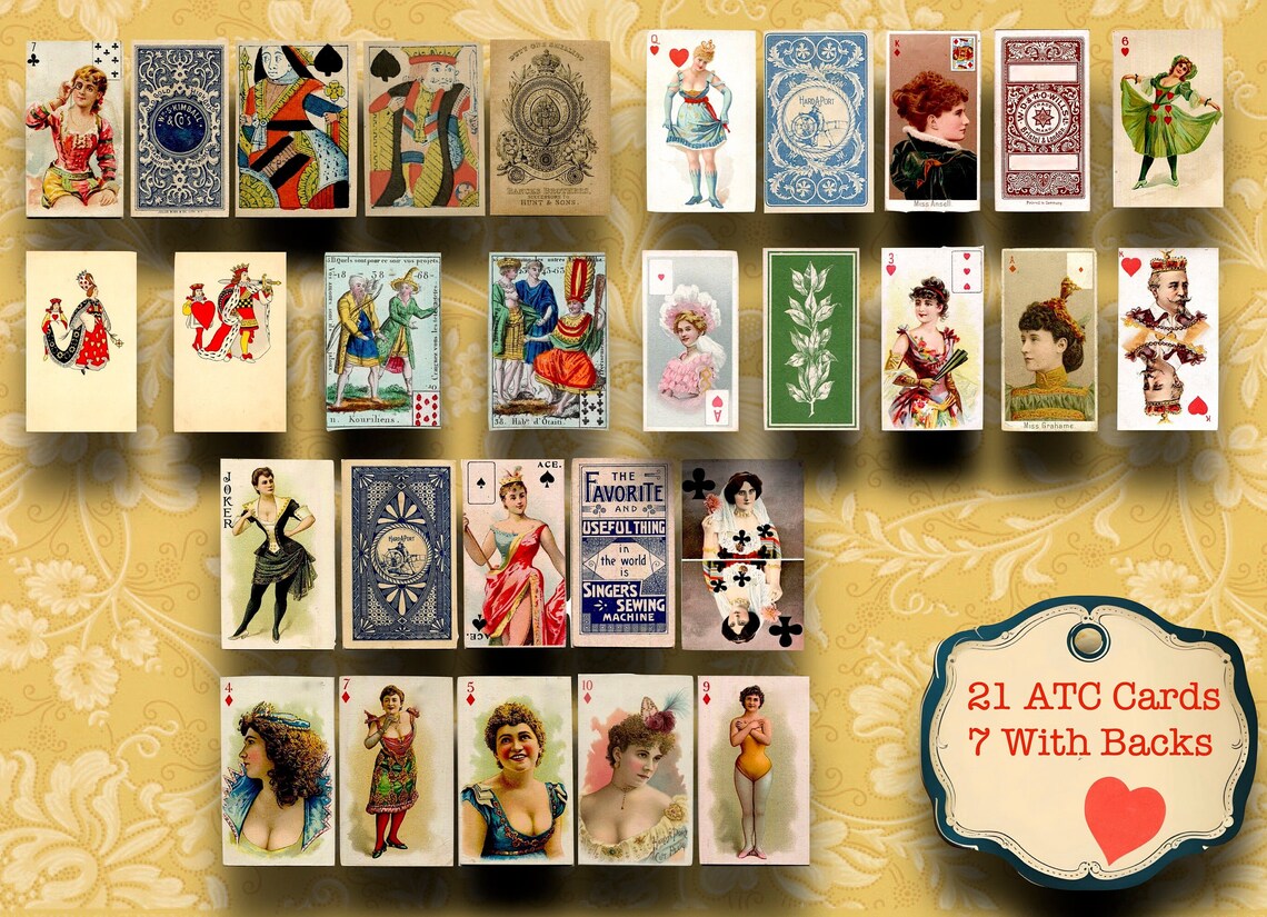 Vintage Playing Cards: Victorian Ladies, Junk Journal Ephemera (digital ...