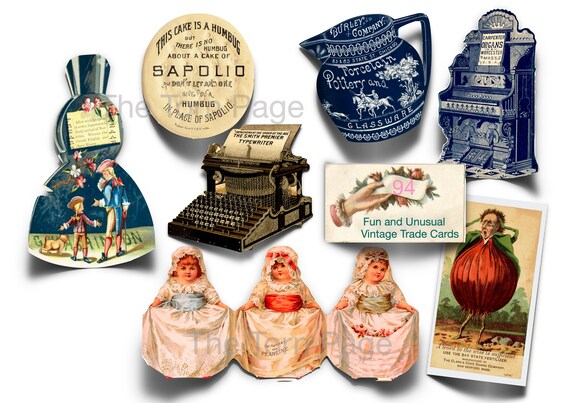 Vintage Fun and Unusual Trade Cards 94 Fun Trade Cards Paper - Etsy