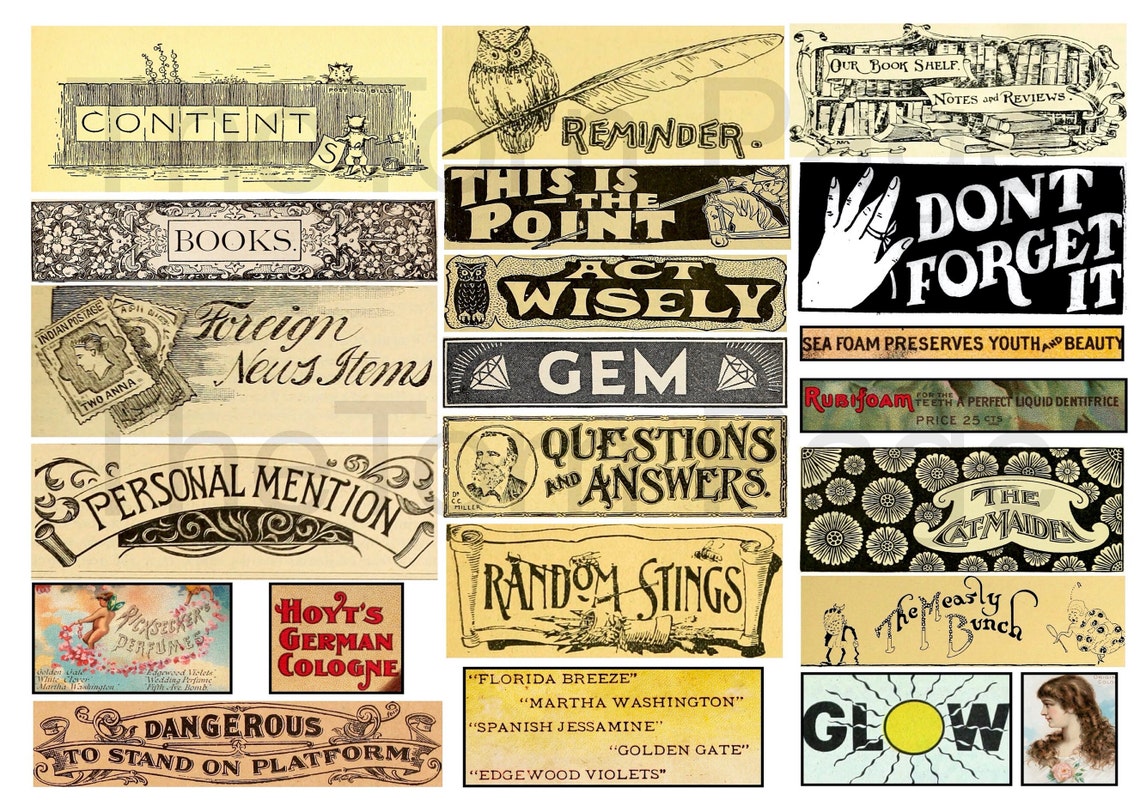 Vintage Script Labels Pack3 Eclectic Mix of Digital - Etsy