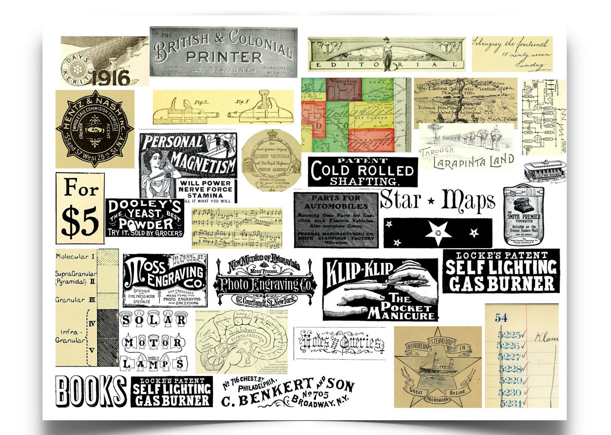 Vintage Script Labels Pack 2 Eclectic Mix of Digital - Etsy
