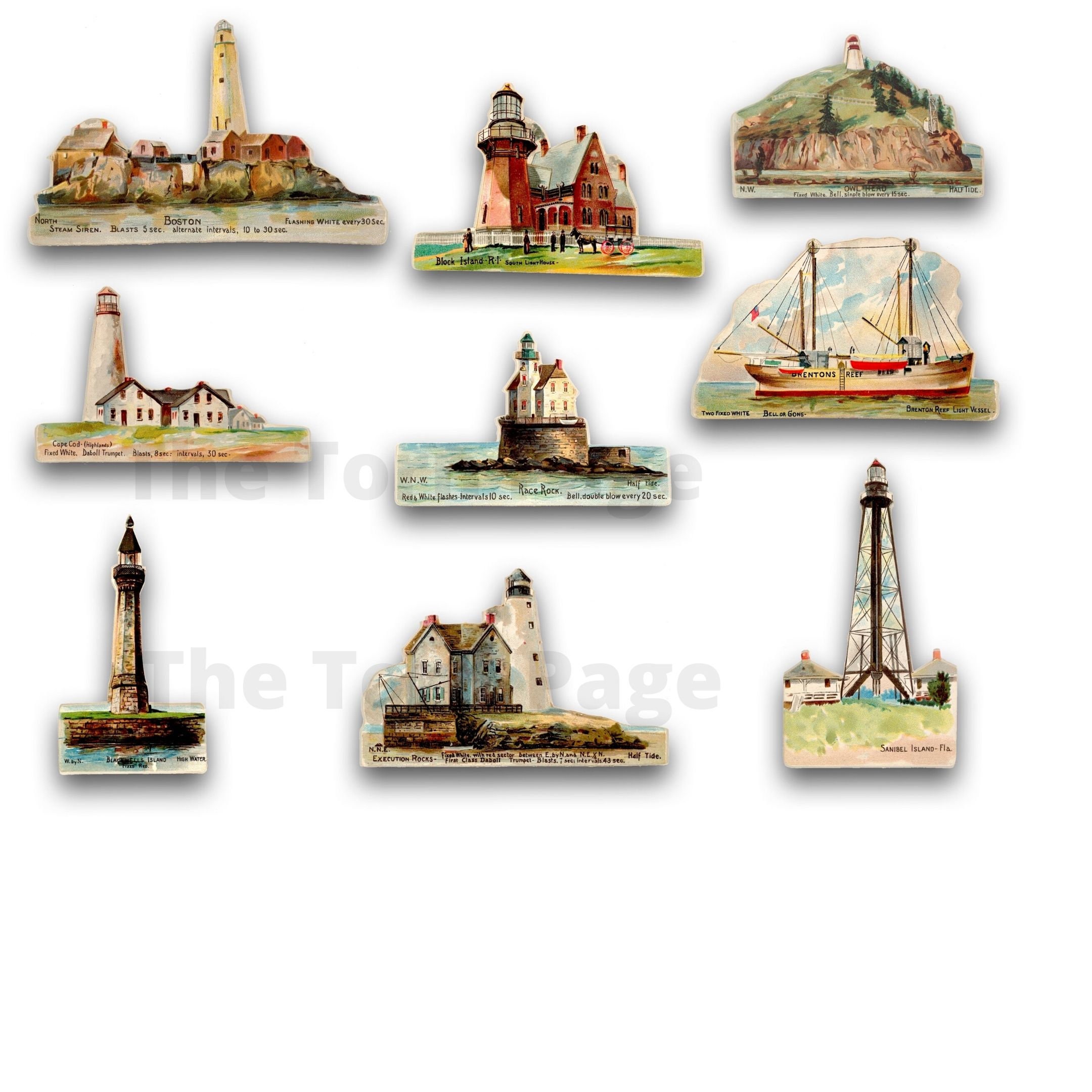 Vintage North American Lighthouses Collage Papers Digital | Etsy
