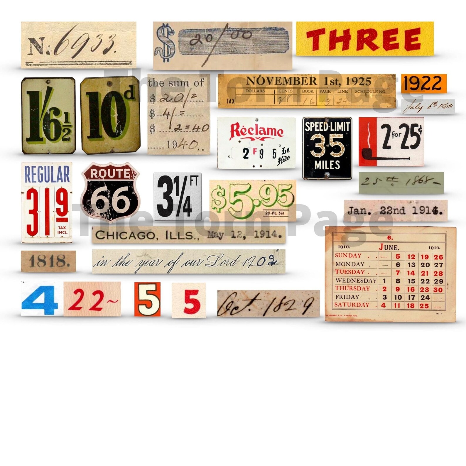 Vintage Number Labels, Fussy Cutting Heaven, Digital Ephemera ...