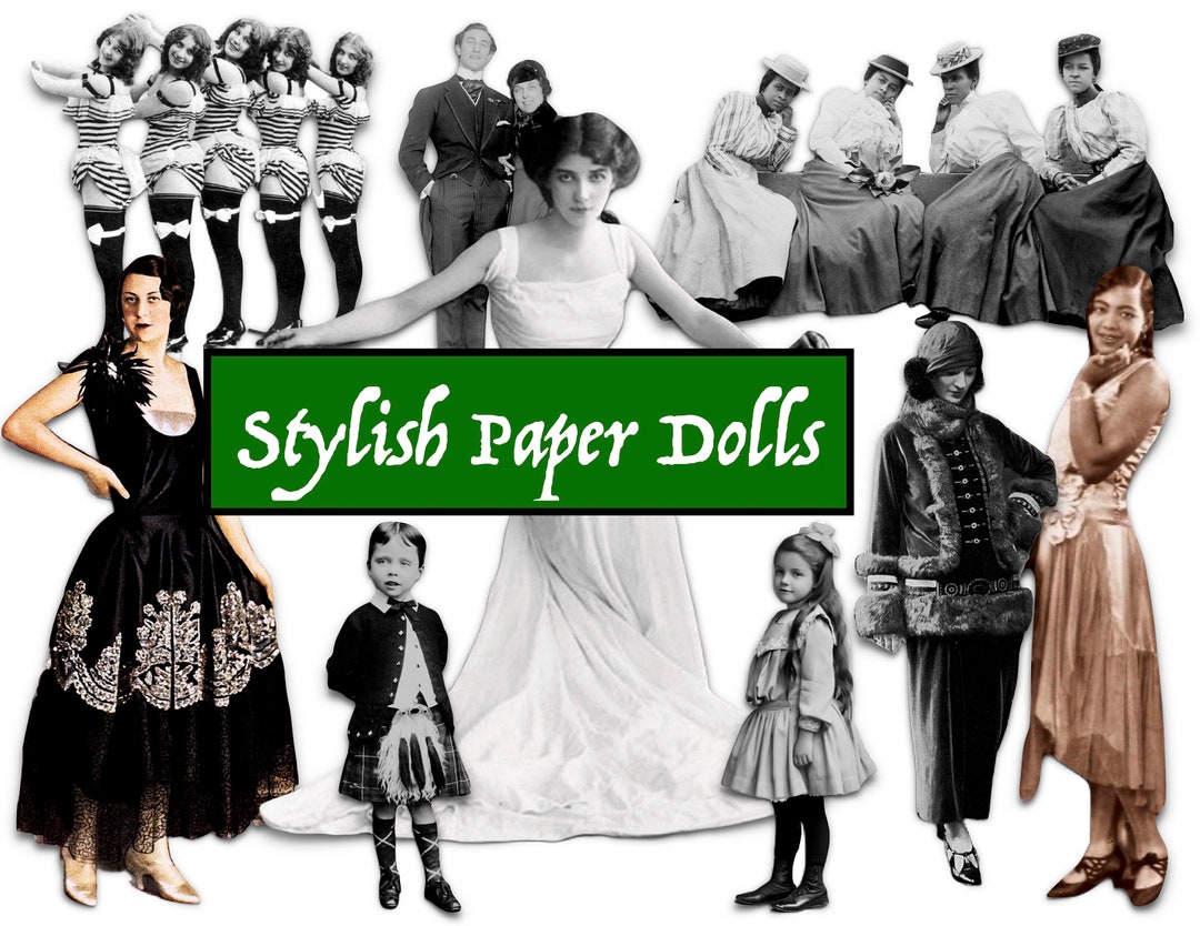Vintage Stylish Paper Doll People, Fussy Cut Collage Paper, 20th ...