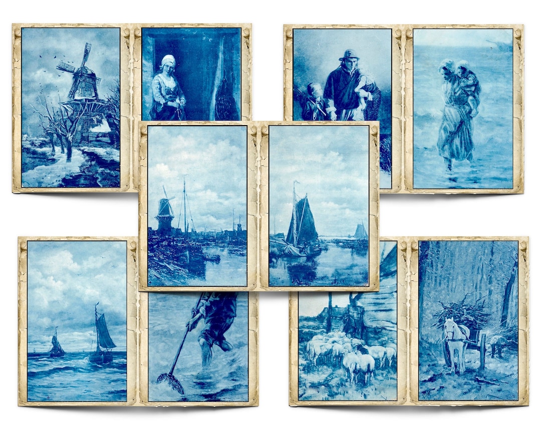 Vintage Delft Blue Journal Pages, Collage Papers, Junk Journal ...