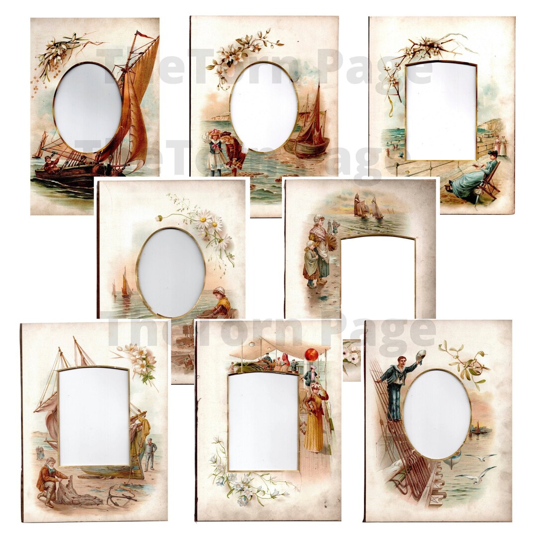 Unique Nautical Themed Victorian Album Pages, Digital Photograph Album ...