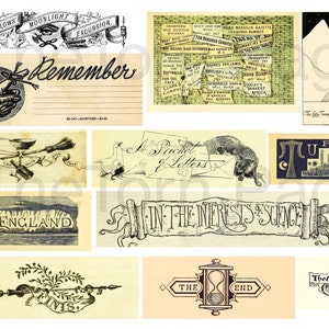 Vintage Script Labels, Pack3, Eclectic Mix of Digital Printables ...