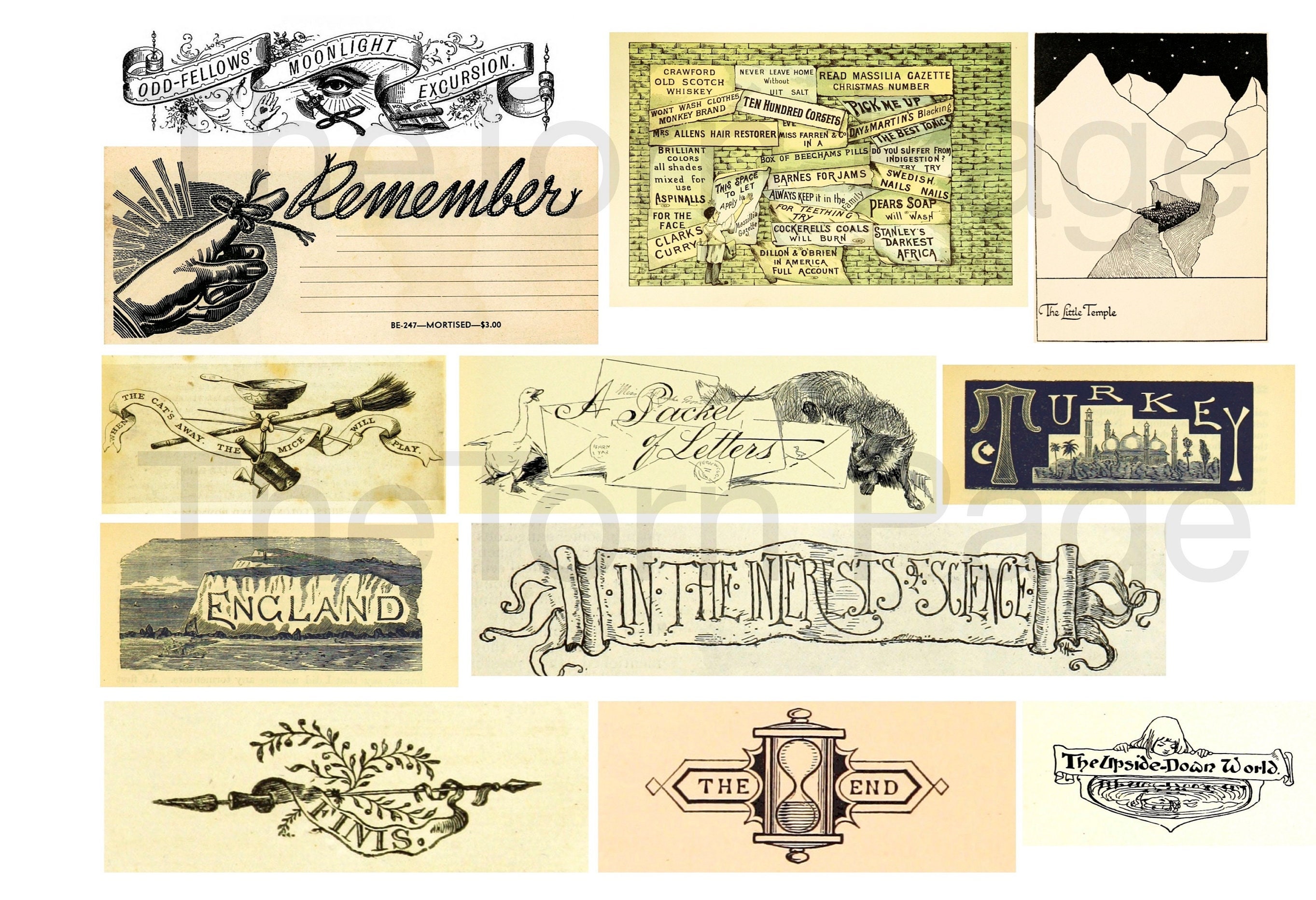Vintage Script Labels Pack3 Eclectic Mix of Digital - Etsy