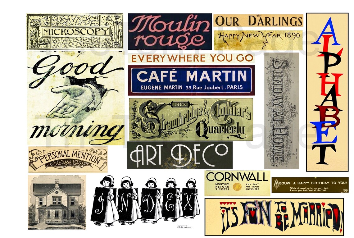 Vintage Script Labels Pack3 Eclectic Mix of Digital - Etsy